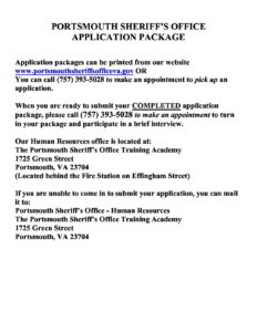Portmouth Sheriffs Office Application | Portsmouth Sheriff's Office